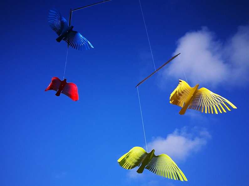 Bird lover gift Colorful Bird mobile Metal mobile Mobile in | Etsy