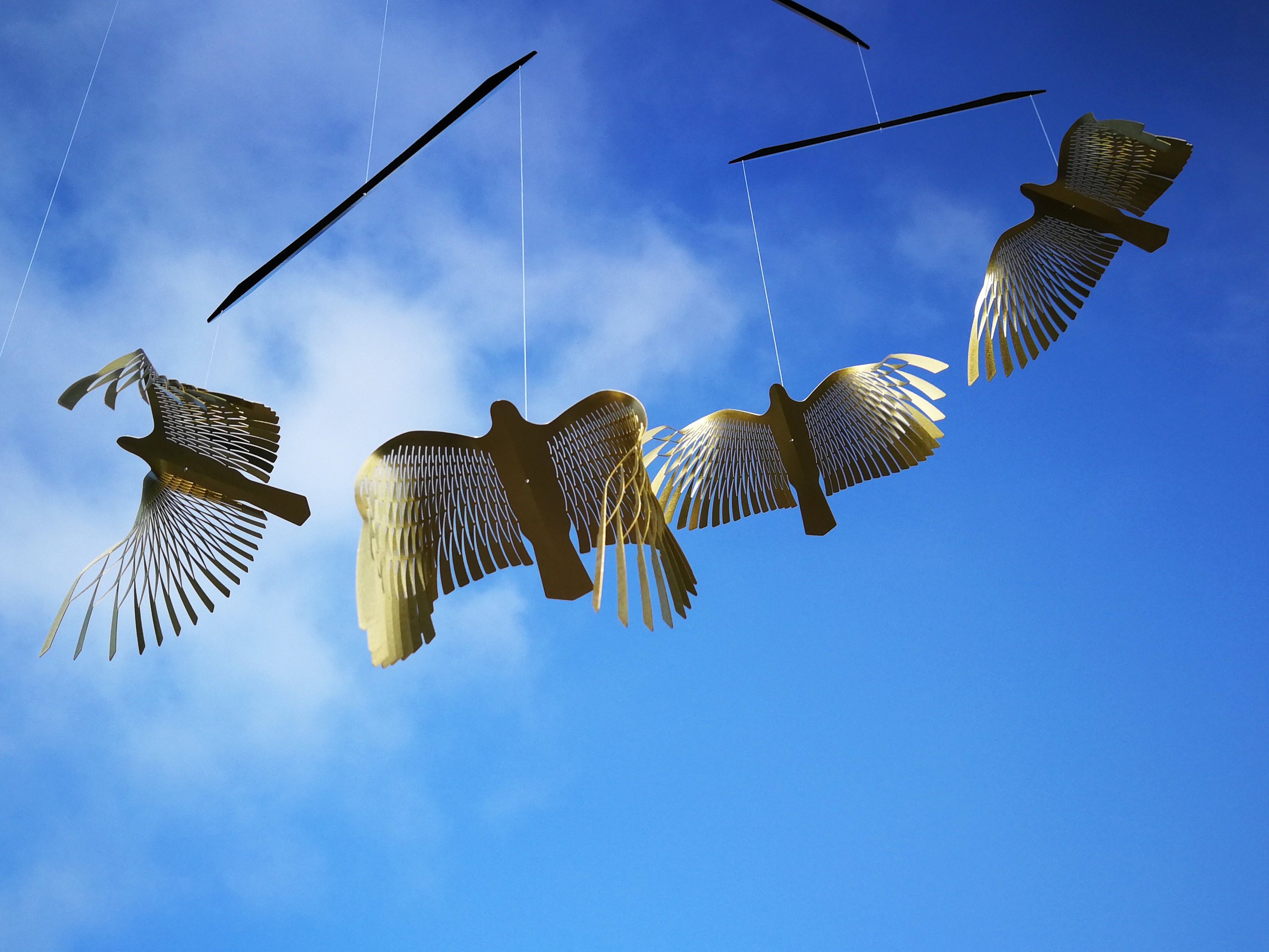 Large Bird Mobile 8 Piece Flock of Birds Brass Mobile | Etsy UK