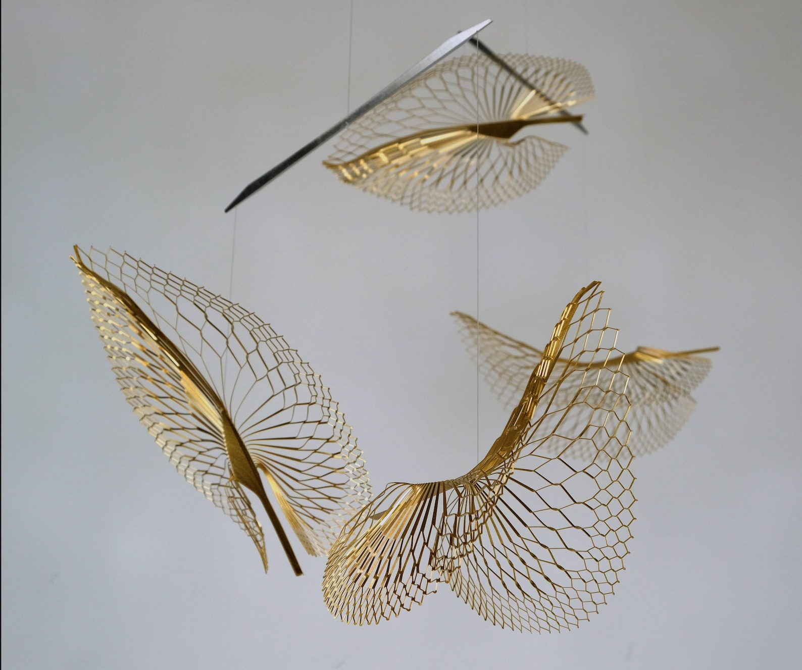 Brass Fall Leaves Mobile, Mobile Art With Metal Leaves, Golden Wire Art ...