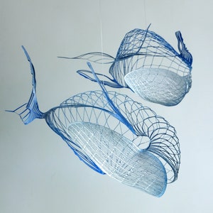 Whale Mobile Kinetic Sculpture, 4 Whale Sculpture Modern Home Decor ...