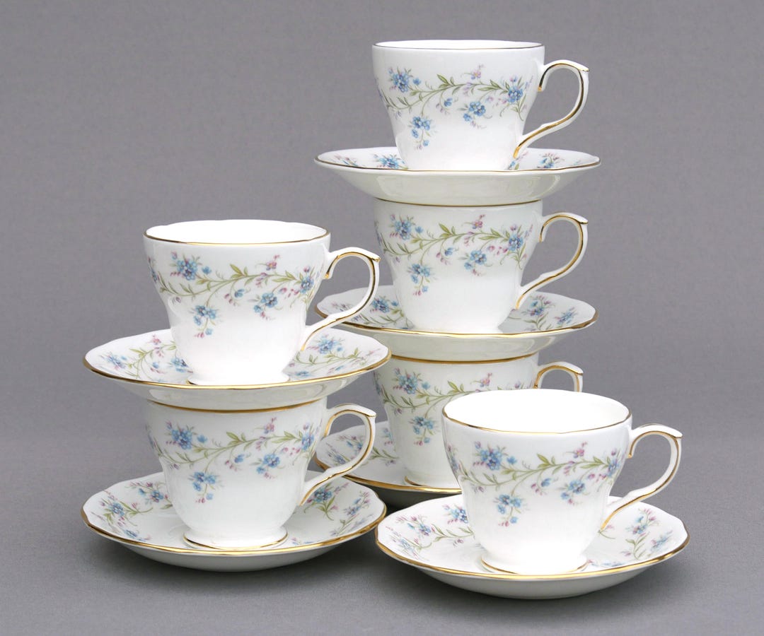 6x Duchess Cups and Saucers, Vintage English Tranquillity China, White ...