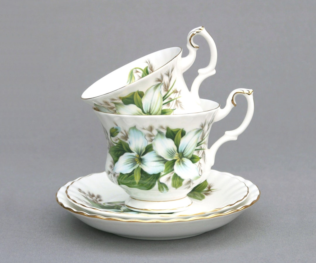 Royal Albert Cup and Saucers Ladies and Gents Cup, Bone China Trillium ...