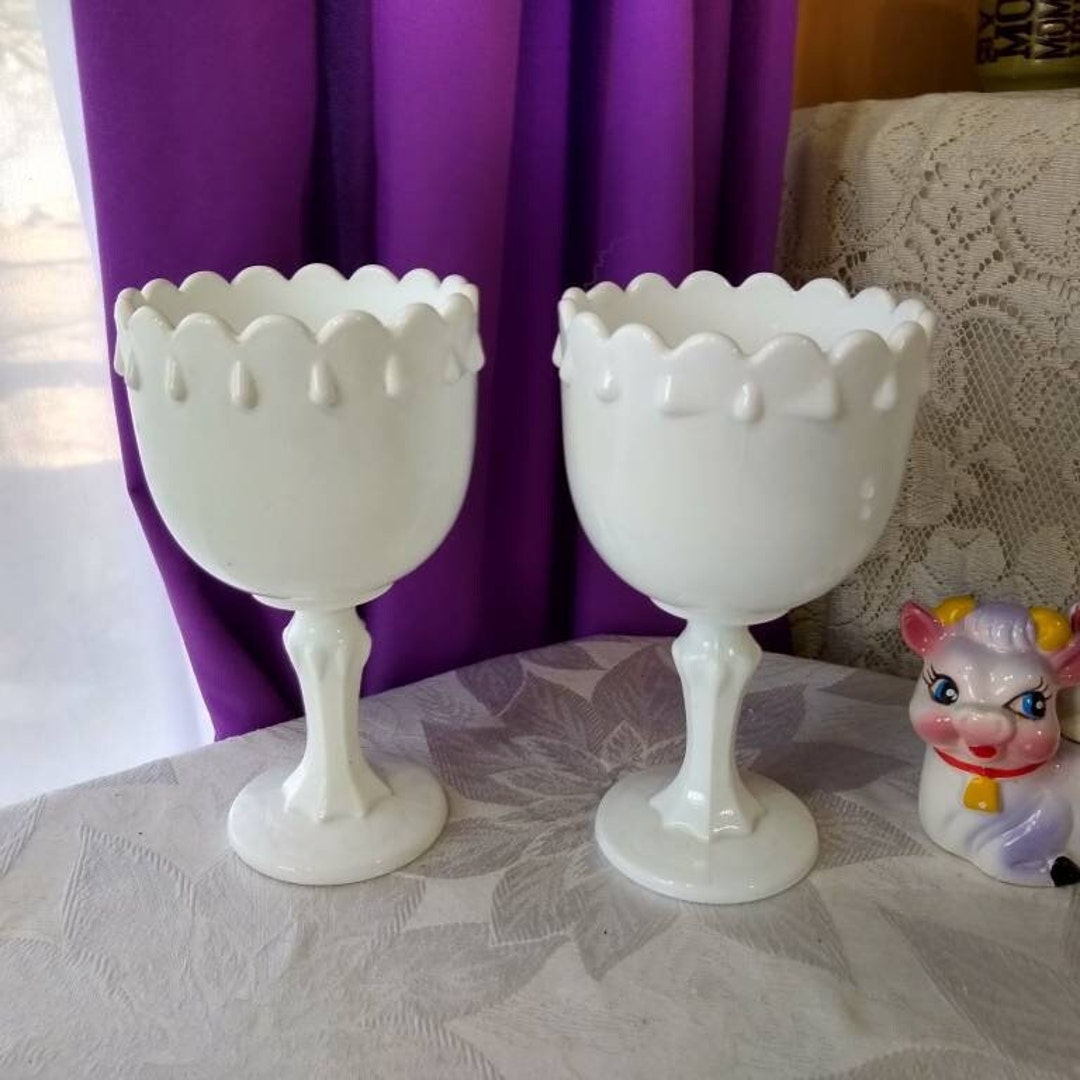 Indiana Tear Drop Compote Milk Glass Tear Drop Planters Compote Tear ...