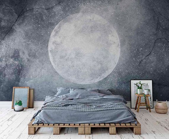 Moon Customized Unique Wallpaper Removable Washable and | Etsy
