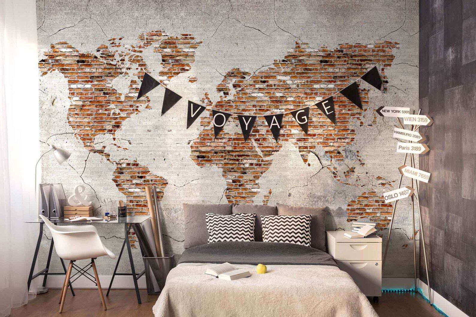 Loft Map Customized Unique Wallpaper, Removable, Washable and Reusable ...