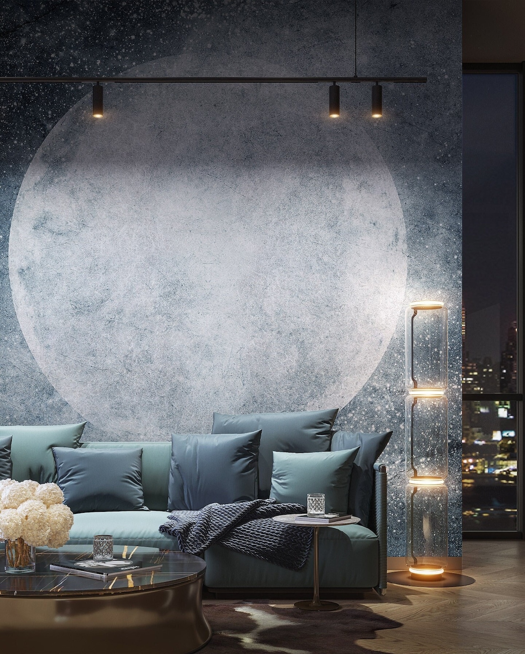 Moon - Customized Unique Wallpaper, Removable, Washable and Reusable - Etsy