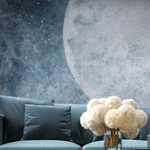 Moon - Customized Unique Wallpaper, Removable, Washable and Reusable - Etsy