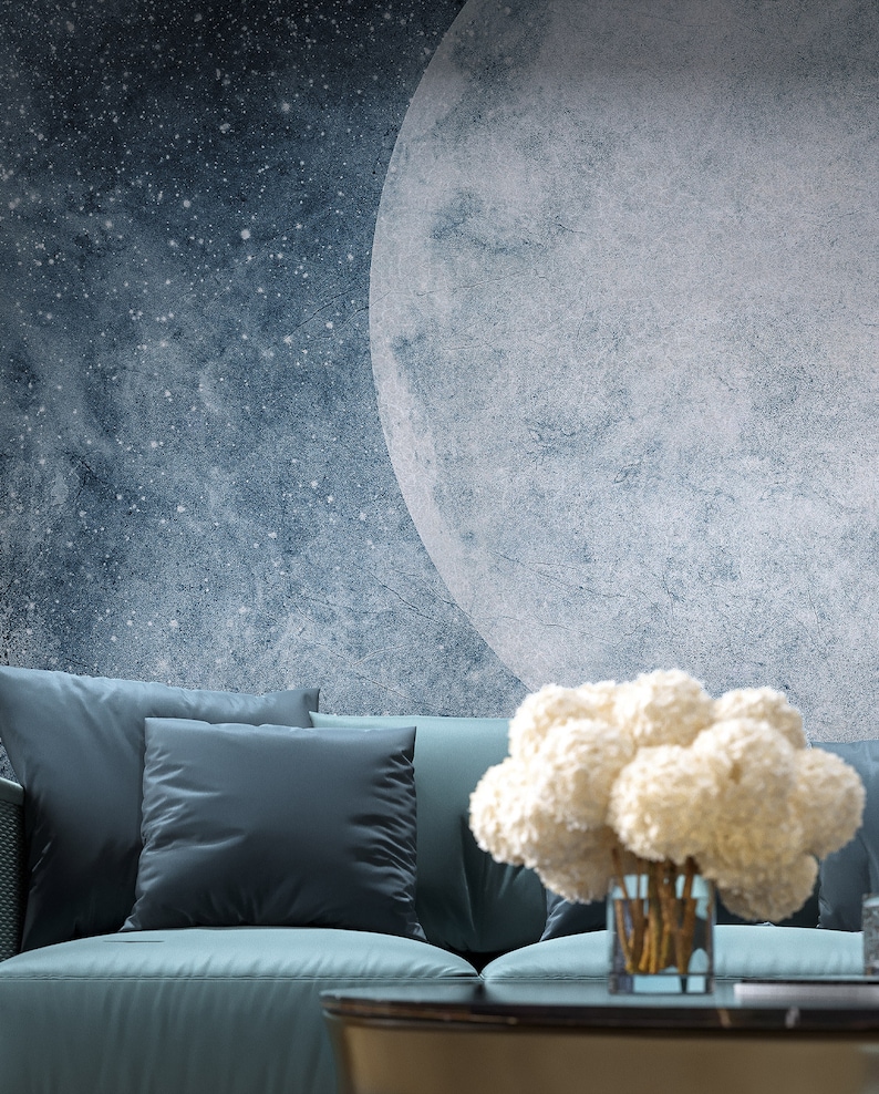 Moon - Customized Unique Wallpaper, Removable, Washable and Reusable - Etsy