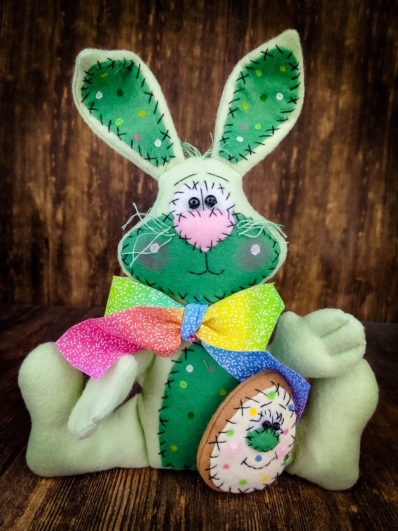 Primitive Lucky Easter Bunny Pastel Easter Rabbit Blue - Etsy