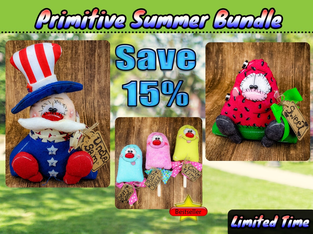 Summer Bundle Primitives - Handmade Summer Decor - Primitive Uncle Sam ...