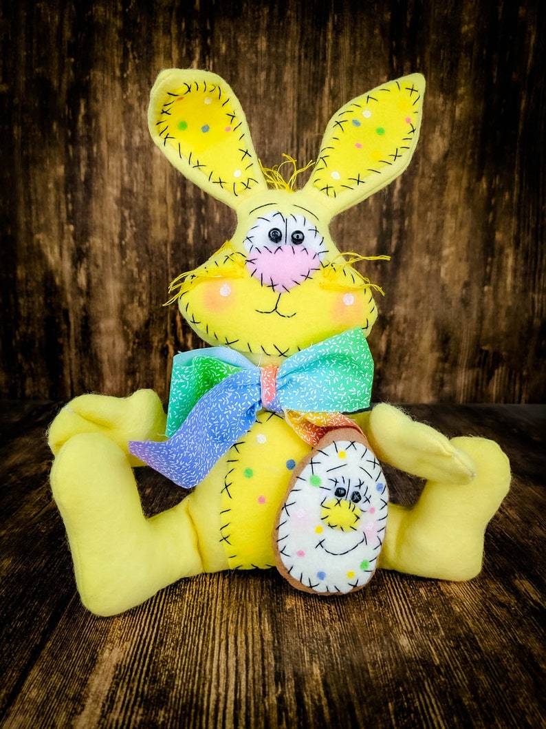 Primitive Lucky Easter Bunny Pastel Easter Rabbit Blue - Etsy