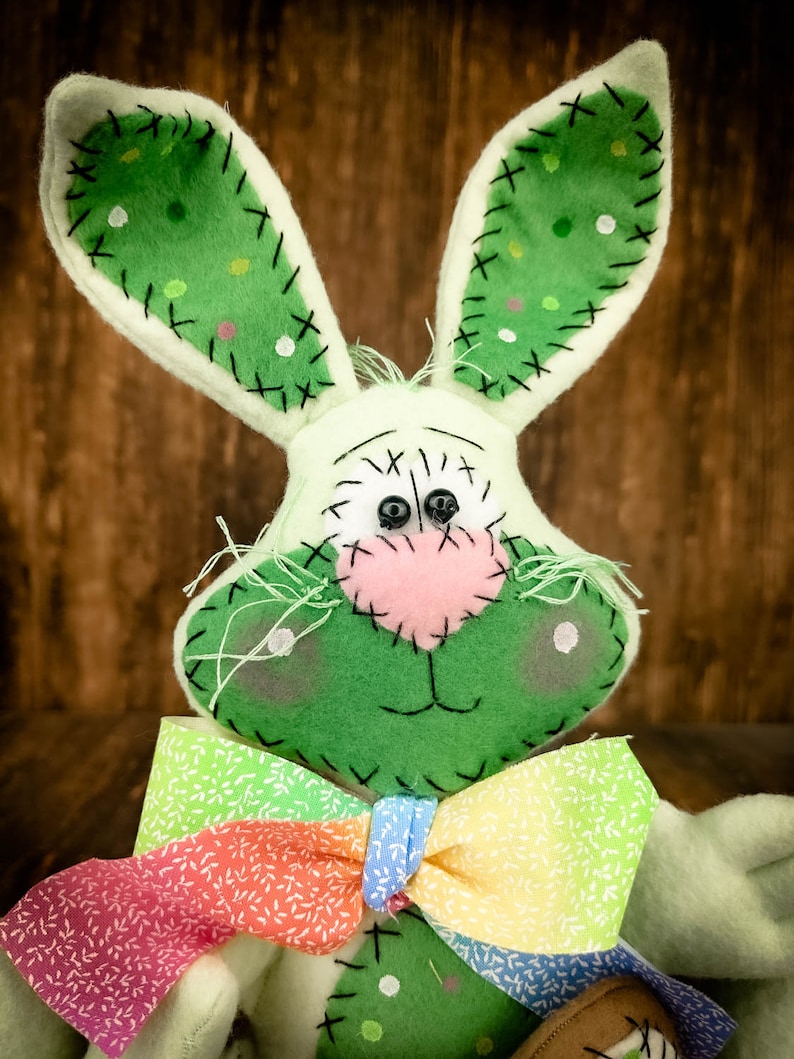 Primitive Lucky Easter Bunny Pastel Easter Rabbit Blue - Etsy