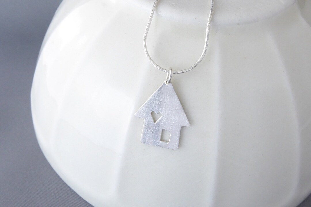 Sterling Silver Necklace-silver House Pendant-minimalist-handmade Small ...