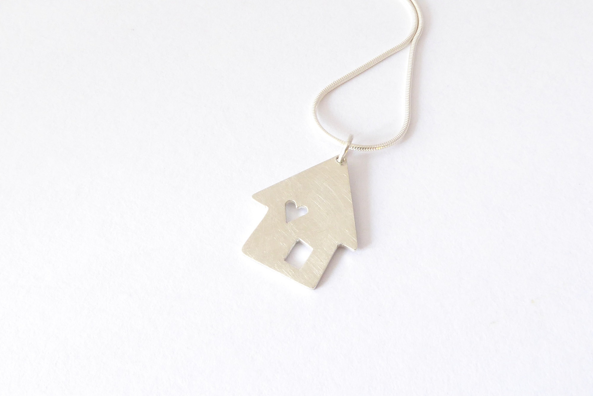 Sterling Silver Necklace-silver House Pendant-minimalist-handmade Small ...