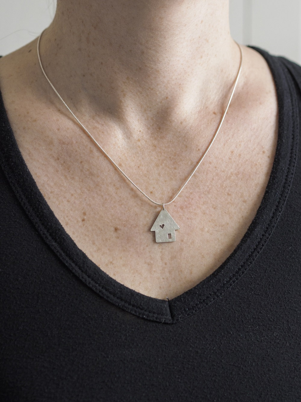 Sterling Silver Necklace-silver House Pendant-minimalist-handmade Small ...