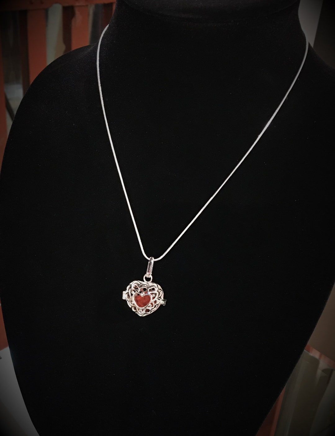 Heart Locket Necklace Golden Gate Bridge Steel Piece Romantic Pendant ...