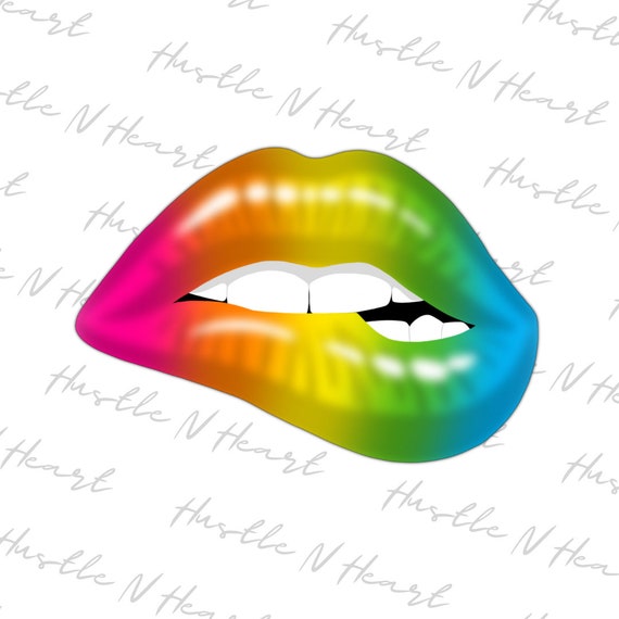 Neon Rainbow Lips Png Digital Download Print And Cut Etsy