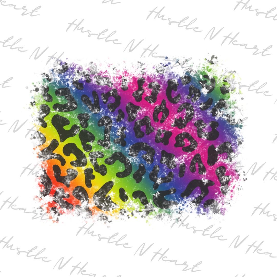 Rainbow Leopard Print Splatter Background PNG Digital Download, Print ...