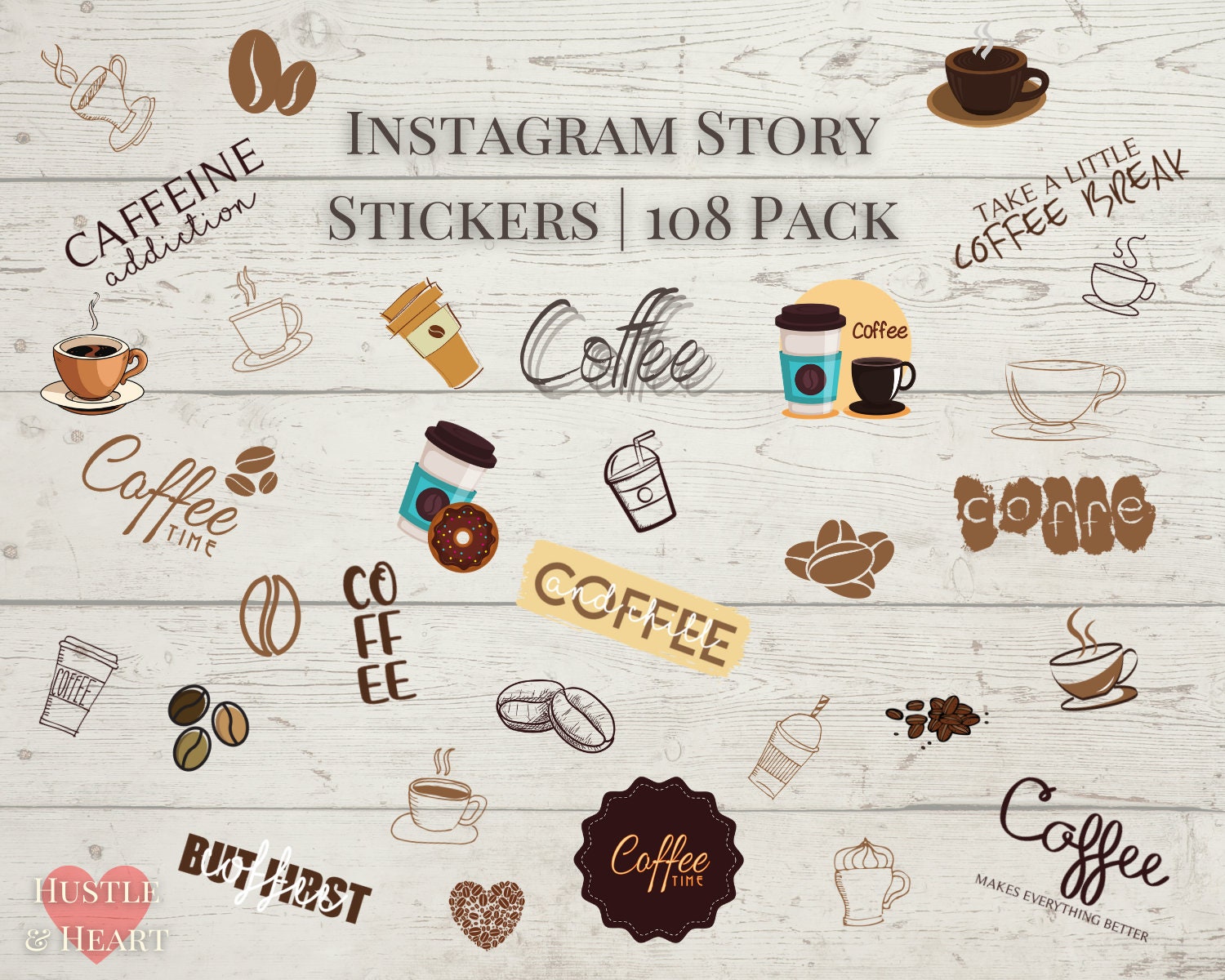 Instagram Story Stickers Coffee Lovers 108 Pack | Etsy
