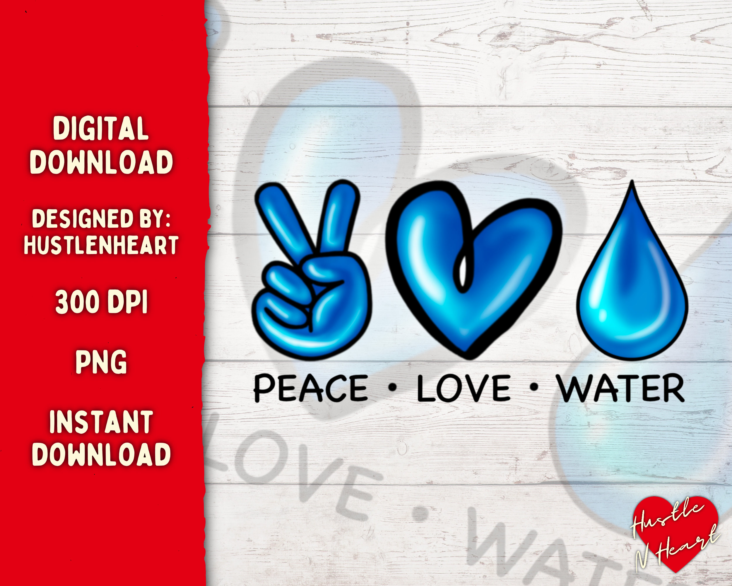 Peace Love Water PNG Digital Download Print and Cut - Etsy