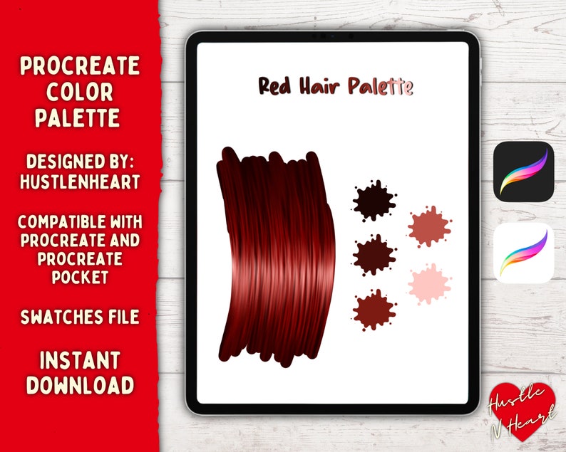 Red Hair PROCREATE COLOR PALETTE Color Swatches Ipad - Etsy