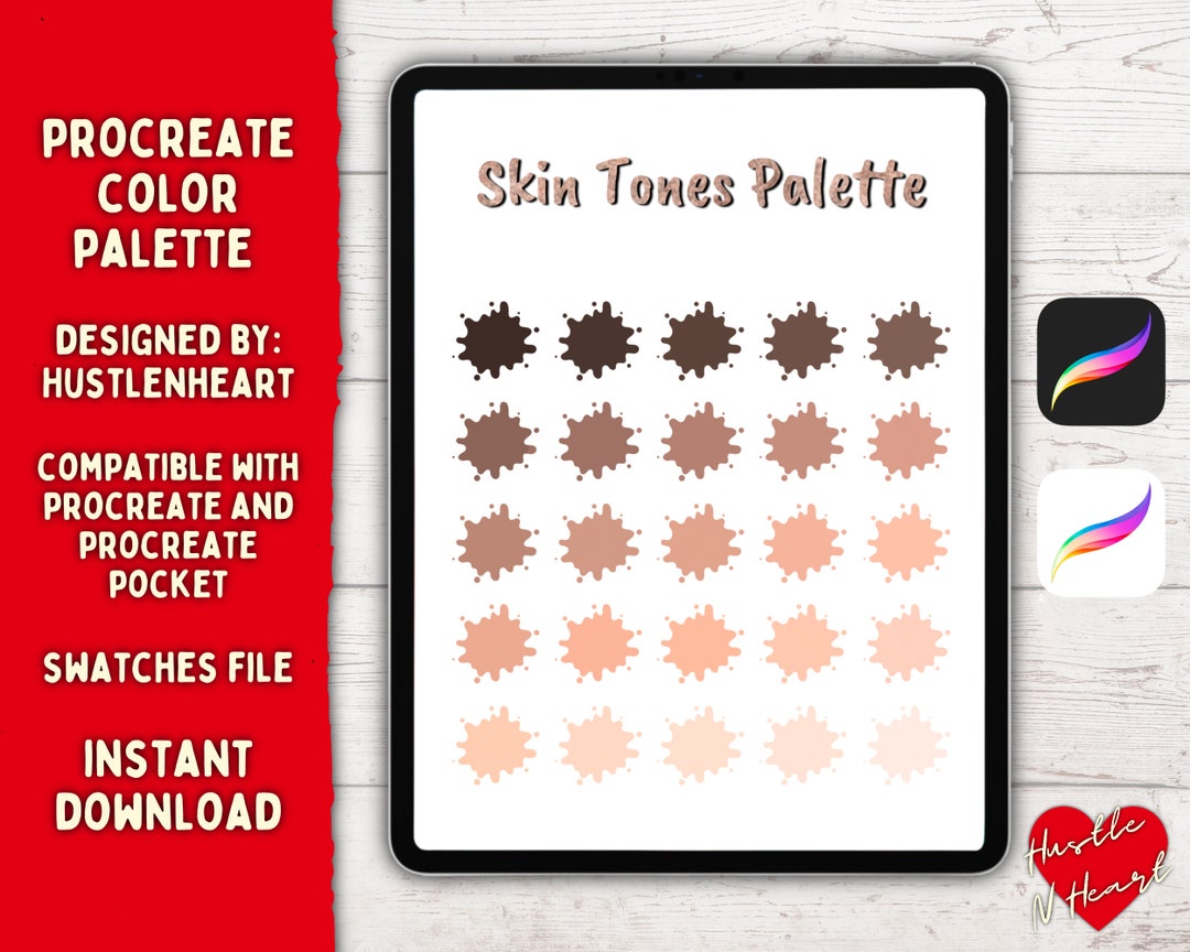Skin Tones PROCREATE COLOR PALETTE Color Swatches, iPad Lettering ...