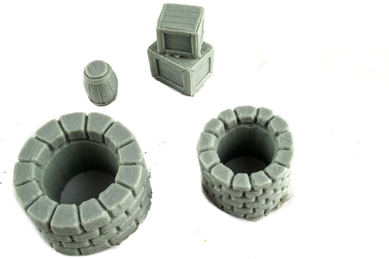 Fantasy Village Set of Wells, Crates & Barrels – 28mm Medieval ...