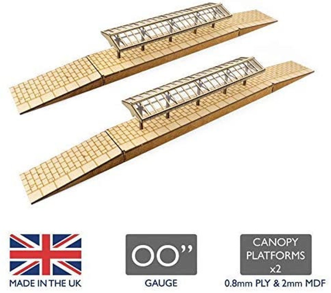 WWS Model Railway Station Canopies With Glass-effect Roof & Platforms ...