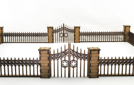 Gothic Fence With Gates and Pillars Model Scenery Layout - Etsy