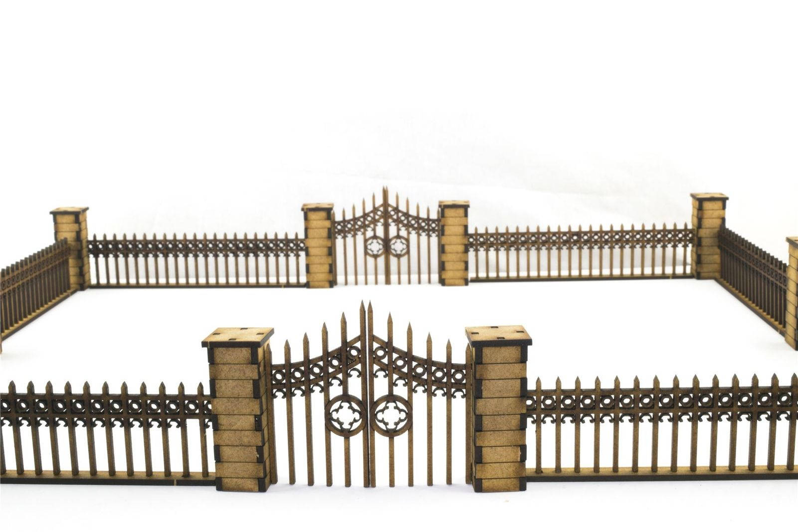 Gothic Fence With Gates and Pillars - Model Scenery Layout Diorama ...