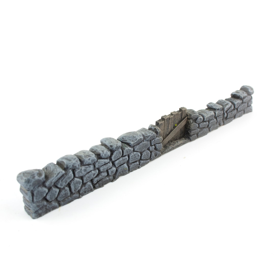 Dry Stone Wall & Gate - 20mm - 28mm Wargaming Tabletop Terrain Scenery ...