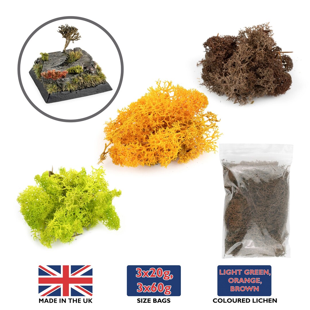 WWS Lichen / Moss Model Foliage - Pack of 3 - Light Green, Orange ...