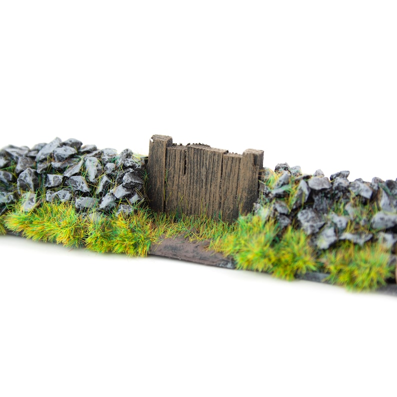 Rubble Stone Wall & Gate - 20mm 28mm - Wargaming Tabletop Terrain ...