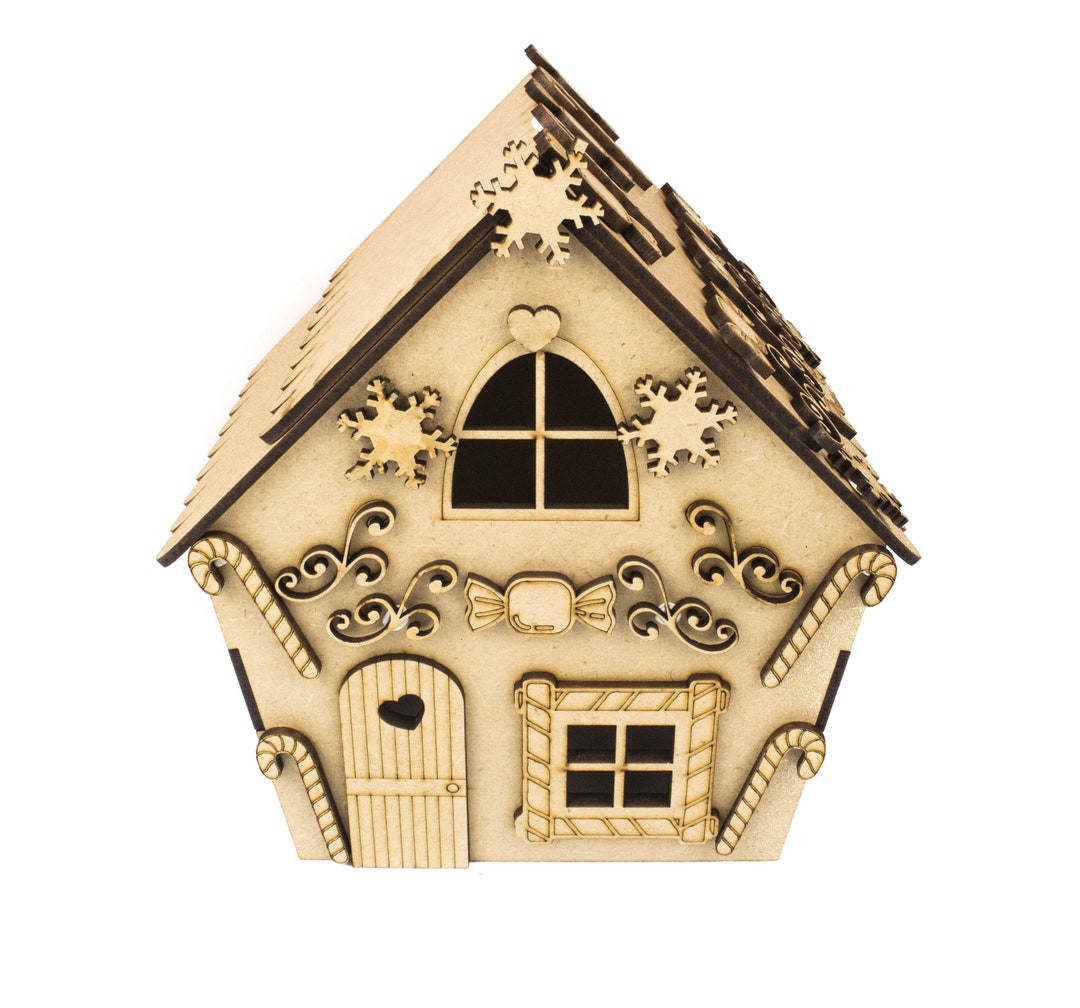 Christmas Wooden Gingerbread House Kit | Art Craft MDF Decoration ...