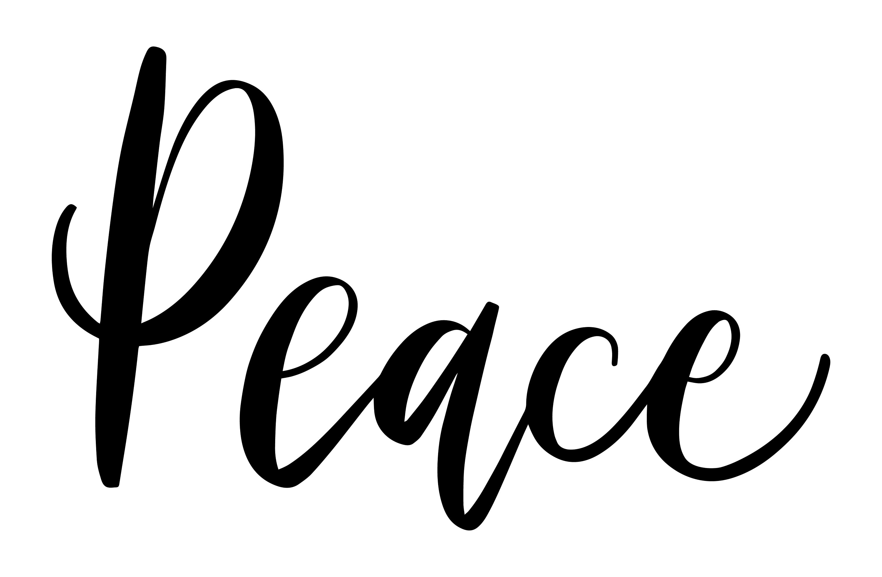 The Word Peace In Cursive
