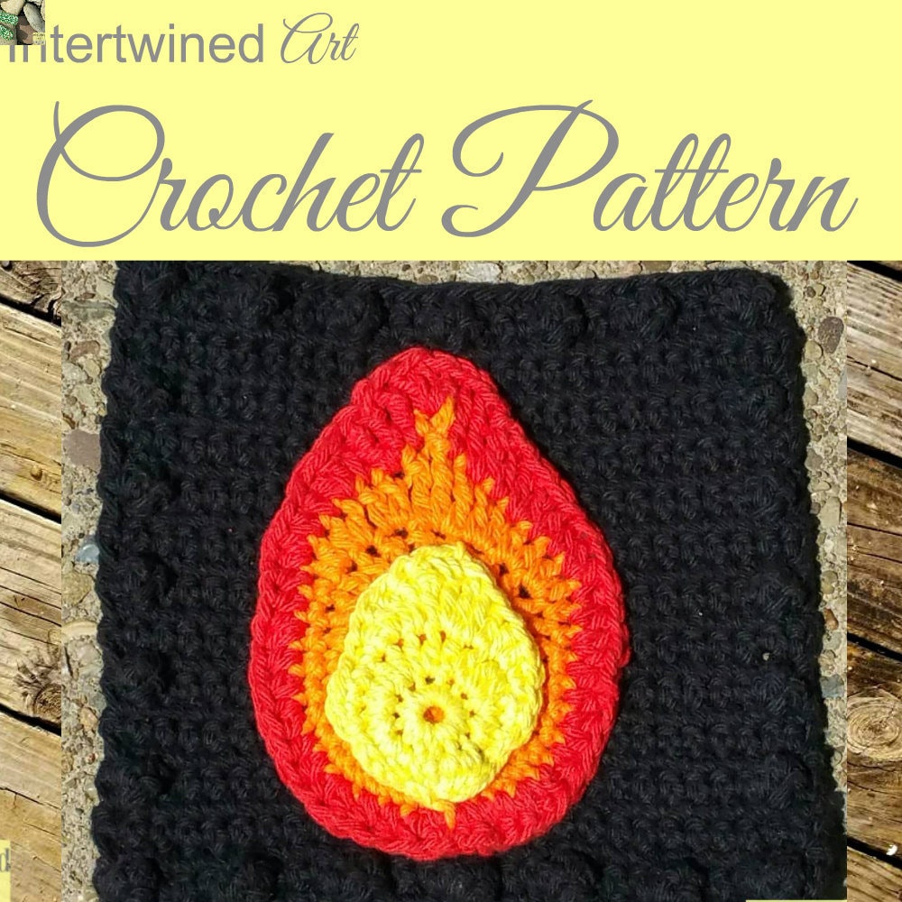 Crochet PATTERN Fire / Flame Applique Granny Square PATTERN: - Etsy ...