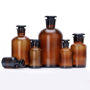 Amber Glass Apothecary Bottle Jars Retro Narrow-necked Medical Jar With ...
