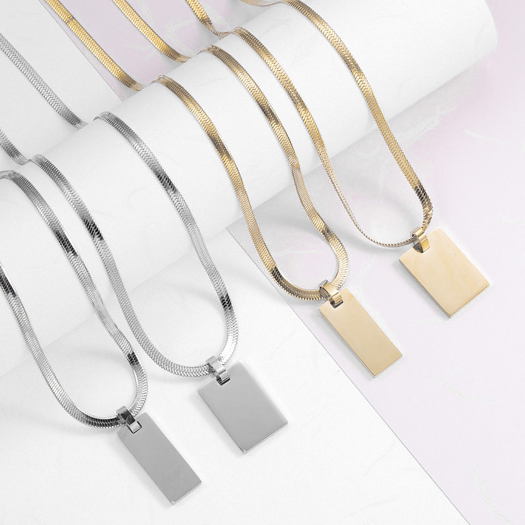18K Gold Plated Charm Blank, Blank Bar Necklace, Stainless Steel Blanks ...