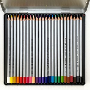 Professional 24 Colored Pencil Set, Tin Box Set in Metal Tin Case 24ct ...