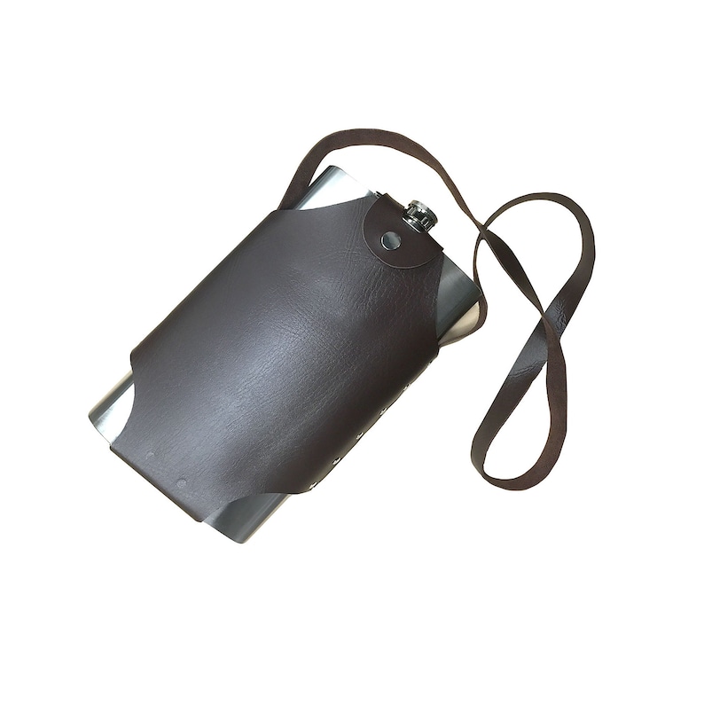 Blank 64 Oz Stainless Steel Hip Flask, Military Flagon W/ Leather Case ...