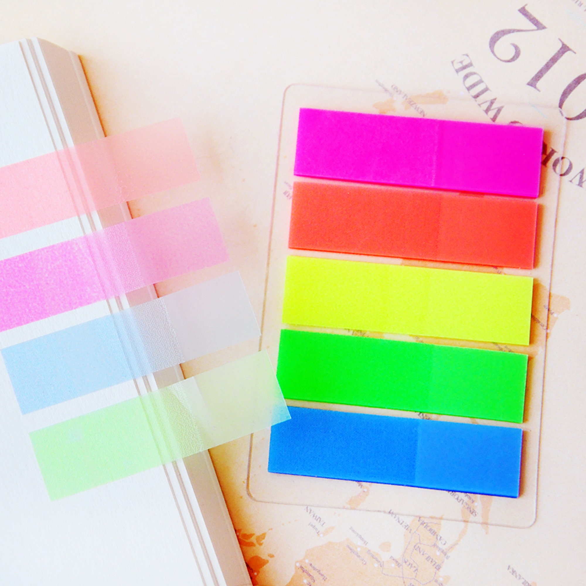 Page Markers, 100 Colored Sticky Tabs, Transparent Sticky Notes ...