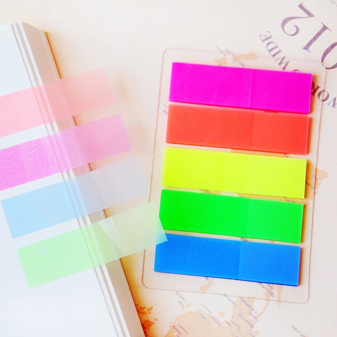 Page Markers, 100 Colored Sticky Tabs, Transparent Sticky Notes ...