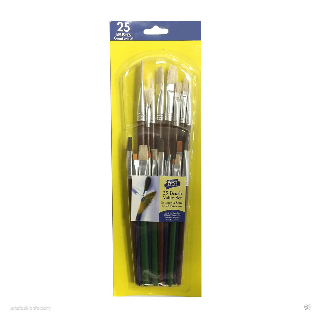 25-pieces Artist Watercolor Acrylic Oil Painting Nylon Brush Set ...