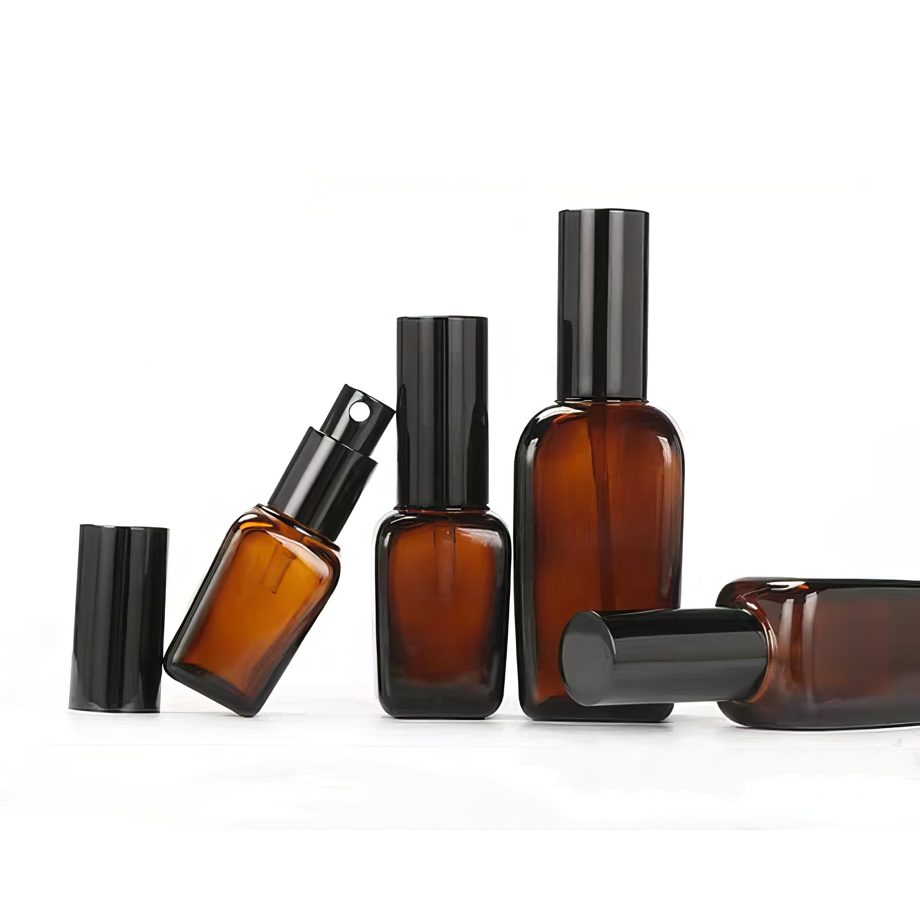 Amber Glass Airless Push Pump Bottle Refillable Elegance for Makeup ...