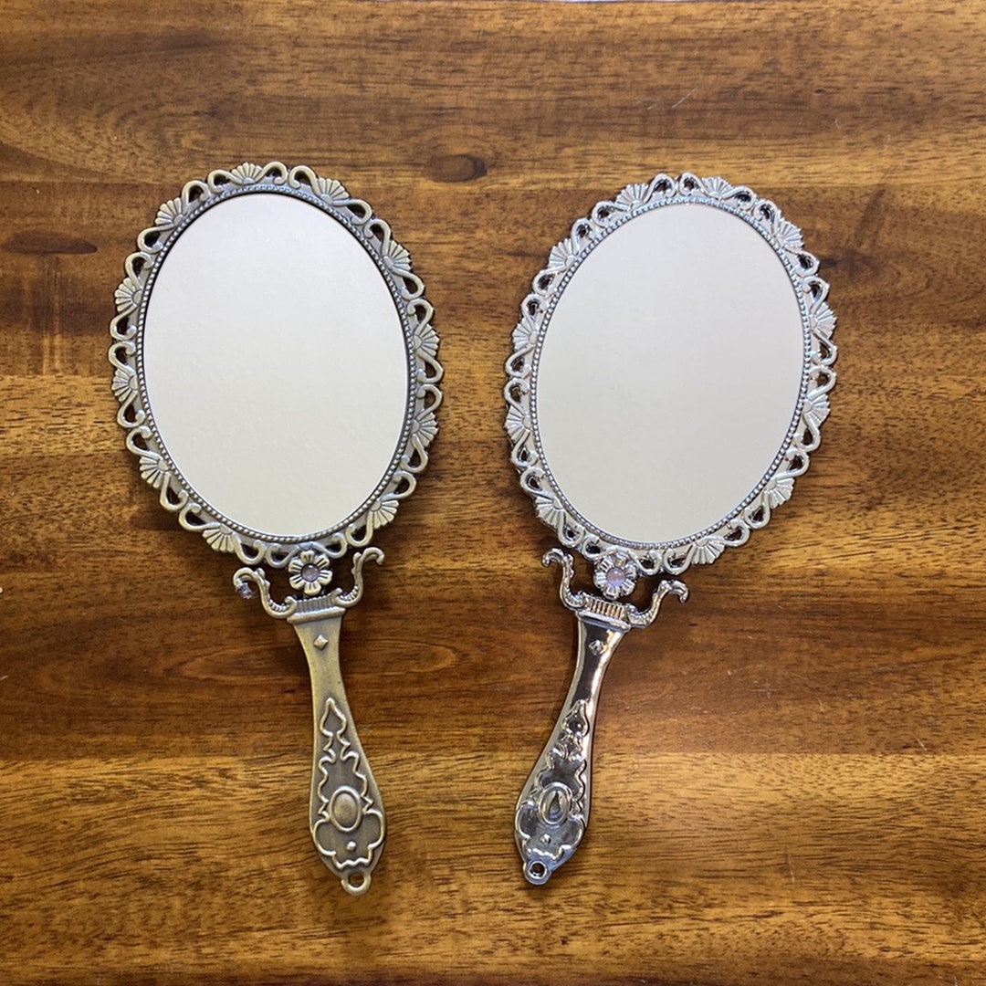 Large Vintage Hand Mirrors With Straight Handle Embossed Blank Mirrors ...