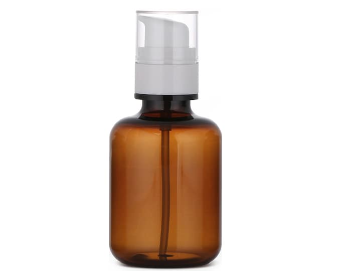 Empty Amber Airless Push Pump Bottle, Refillable Pump Press Bottles ...