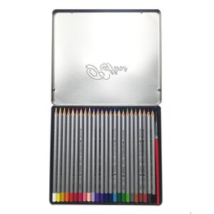 Professional 24 Colored Pencil Set, Tin Box Set in Metal Tin Case 24ct ...