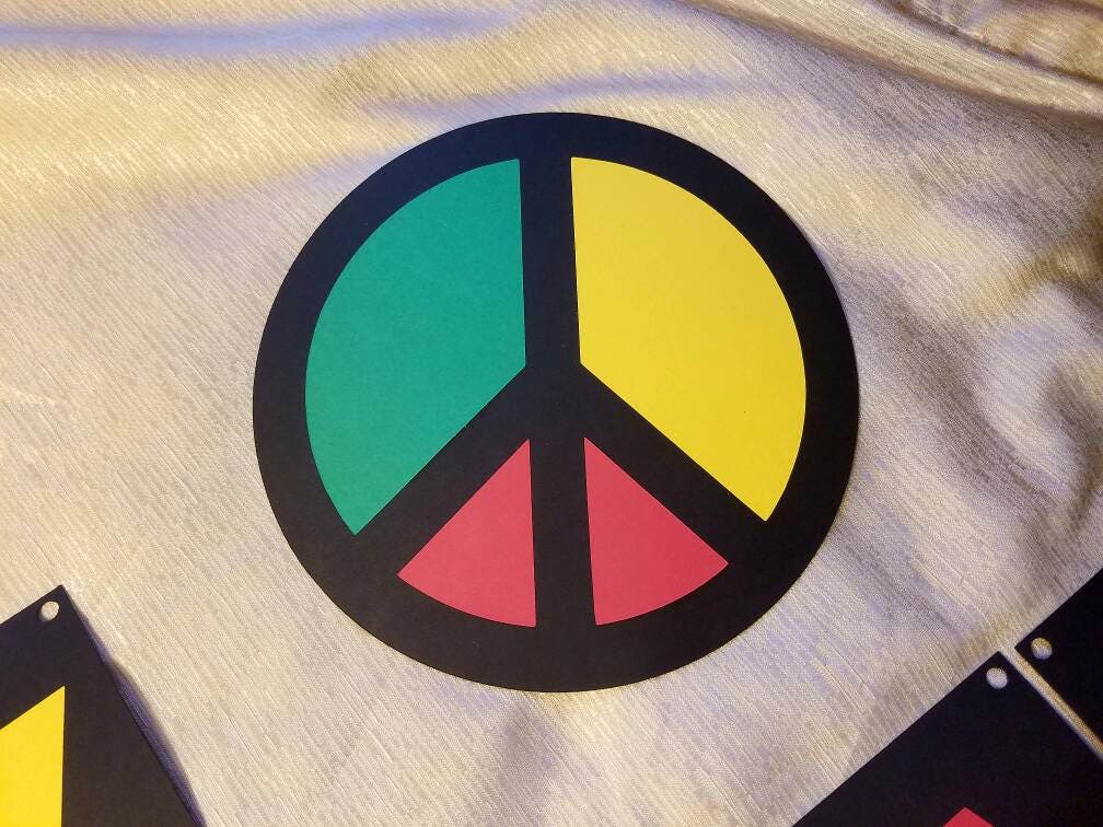 Rasta Themed Banner With Peace Sign / Happy Birthday / One - Etsy UK