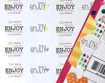 ENJOY Heart RAINBOW Stickers Shipping/ Packaging Round | Etsy