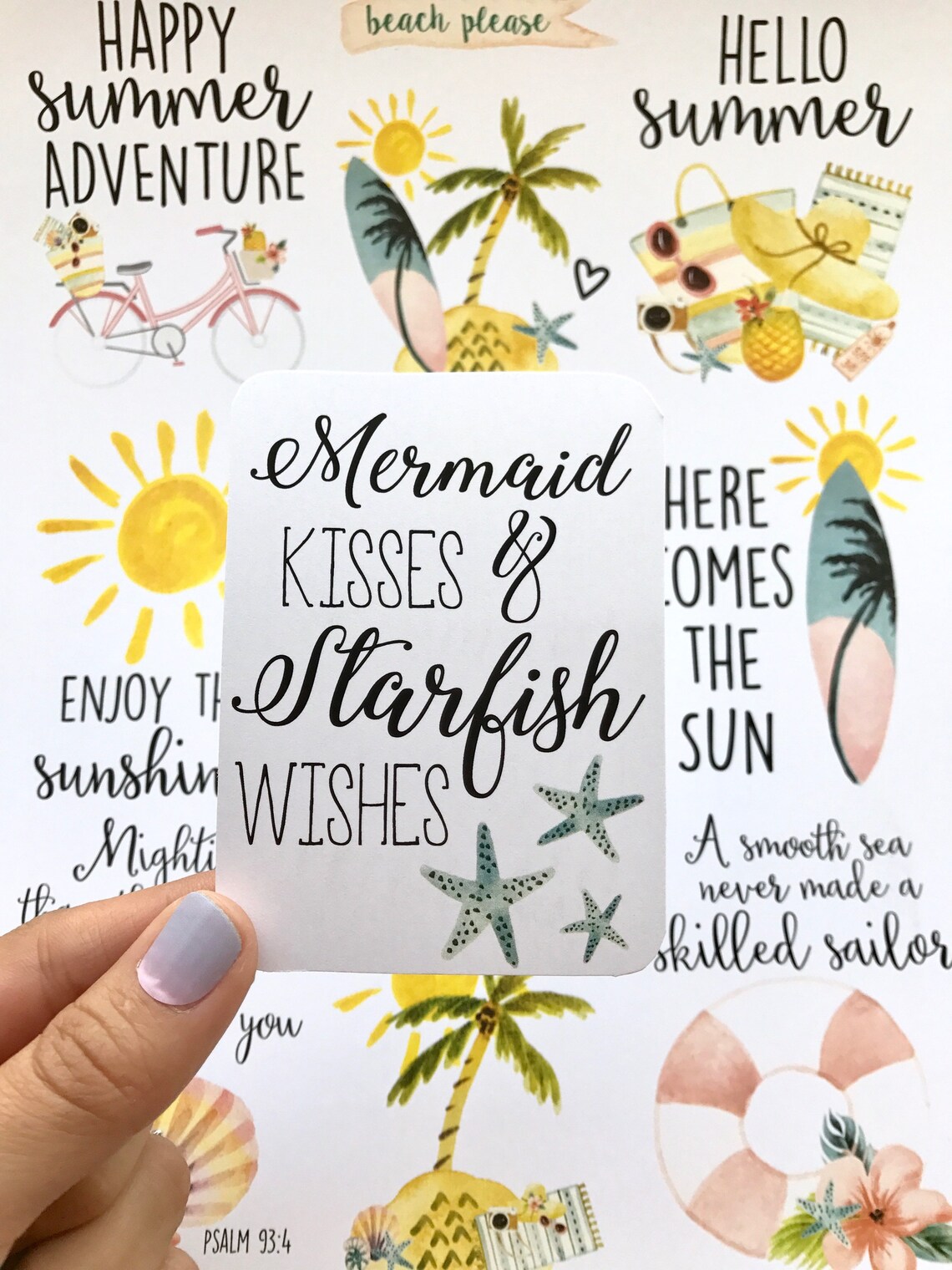 INSTANT DOWNLOAD/PRINTABLE Summer Beach Mini Cards- Digital Pdf Tags ...